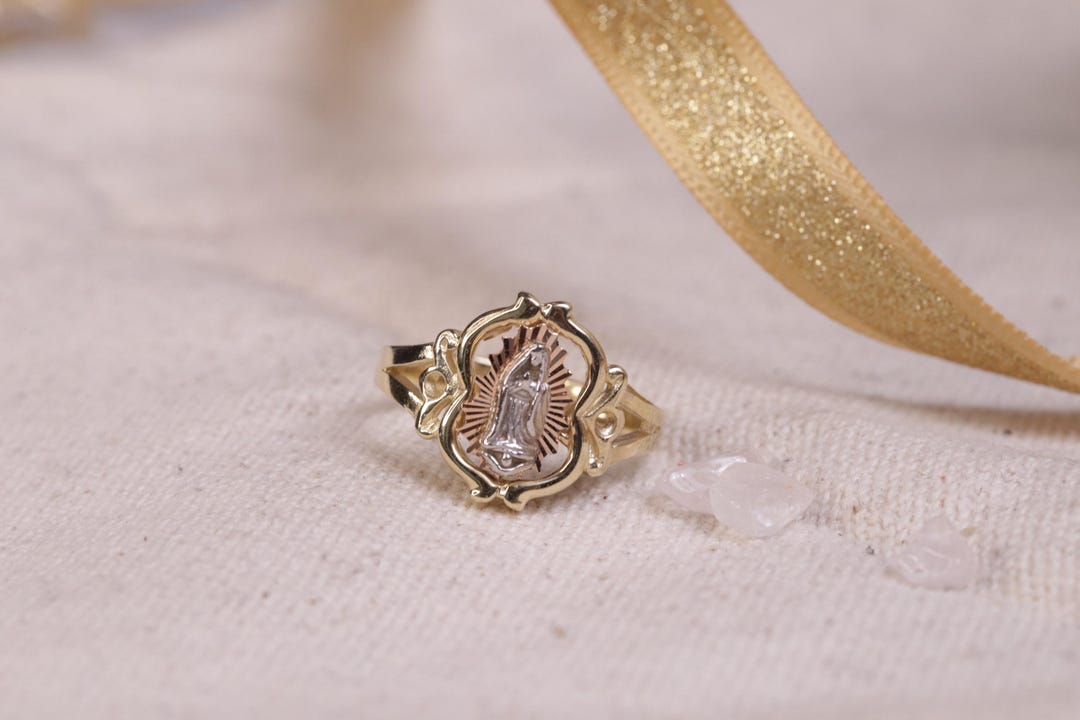 14k Solid Gold Lady of Guadalupe / Blessed Mother Ring / Religious ...
