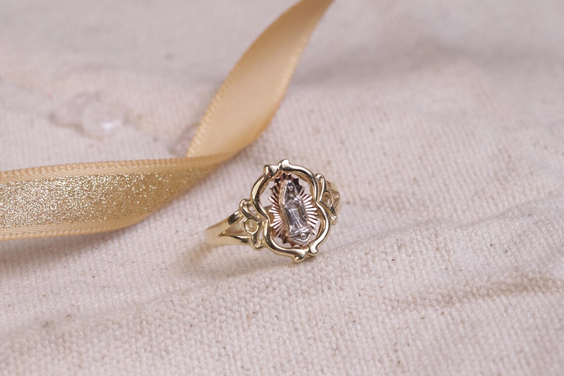 14k Solid Gold Lady of Guadalupe / Blessed Mother Ring / Religious ...