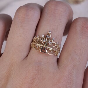 14k 15 Anos Quinceanera Ring / Yellow Gold Cubic Zirconia Crown 15 Ring ...