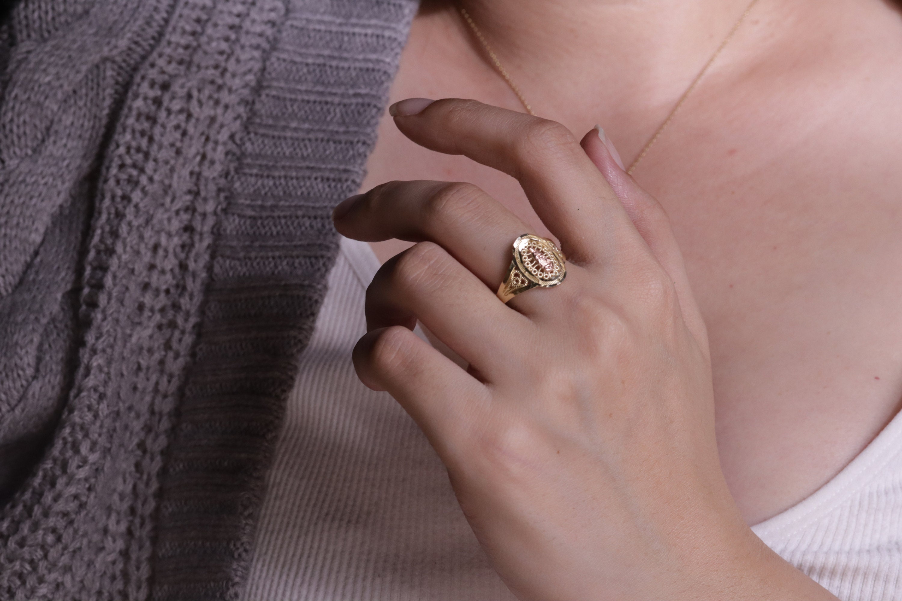 10k Gold Virgin Mary Ring / Dainty Guadalupe Rings / Women Jewelry - Etsy