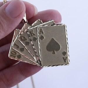 10k Yellow Solid Gold Deck of Card Pendant Charm / Unisex Gold Charm ...