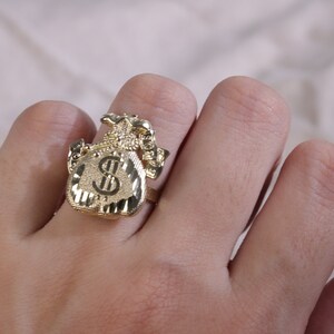 10k Gold Money Bag Ring / Men's Gold Ring / Money Ring / Pinky Ring ...