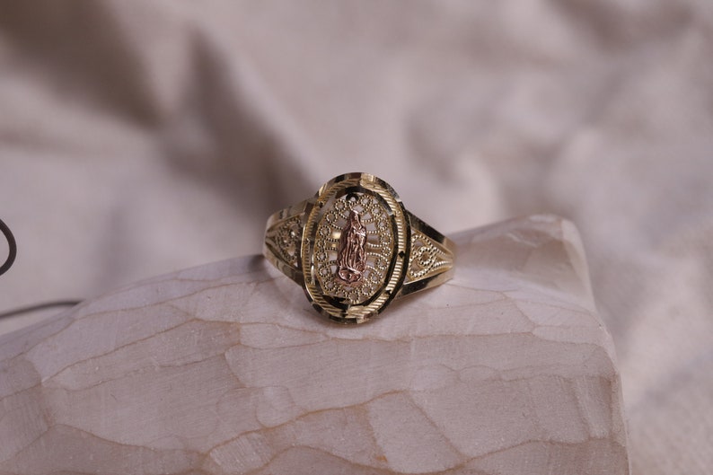 10k Gold Virgin Mary Ring / Dainty Guadalupe Rings / Women Jewelry - Etsy