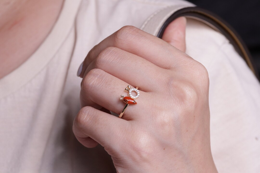 14k Gold Enamel Dainty Ring / Women Ring / Dainty Girly Ring / Birthday ...