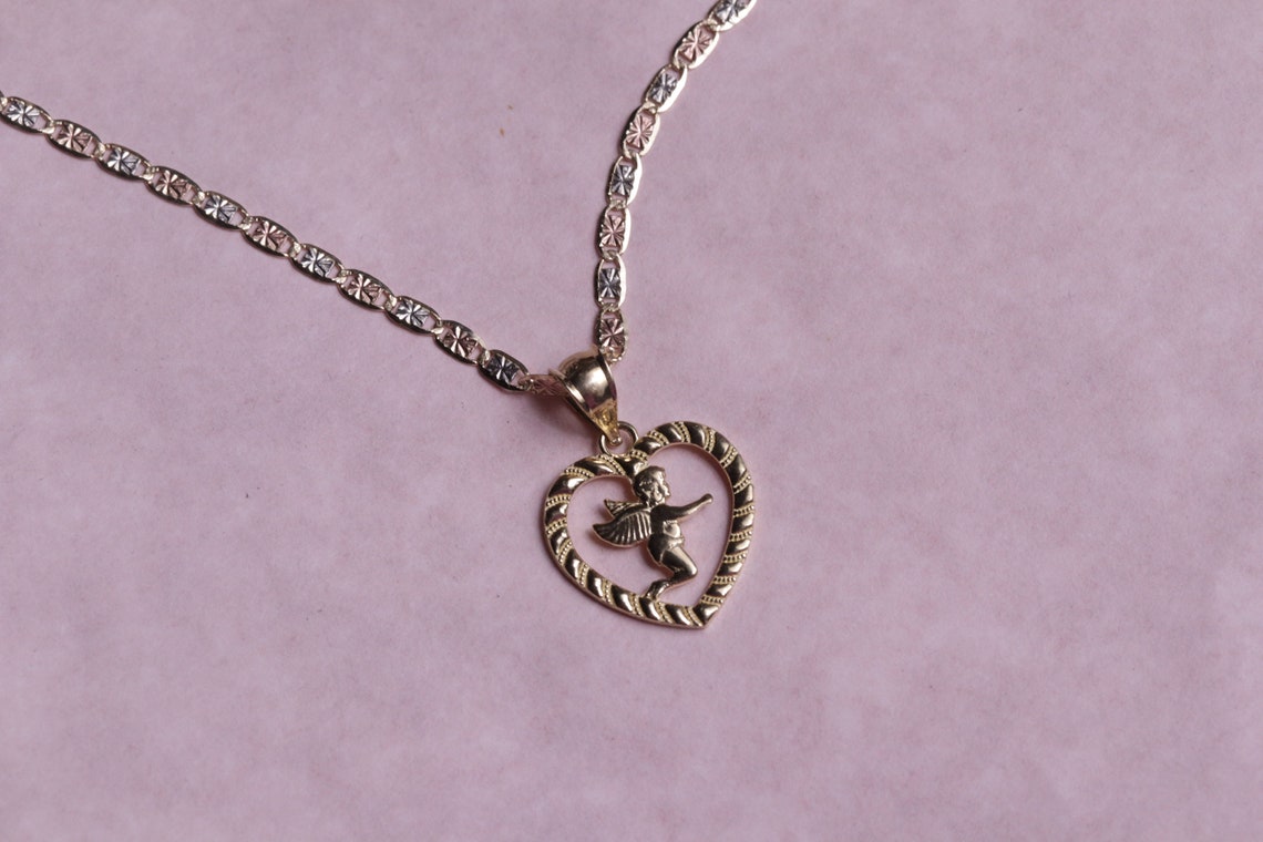 10k Gold Baby Angle Heart Pendant - Etsy