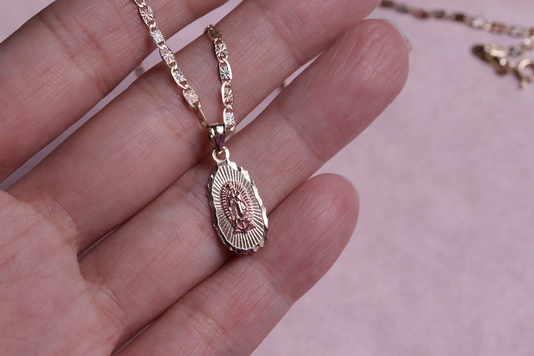 10k Gold Yellow Rose Gold Virgin Mary Pendant - Etsy