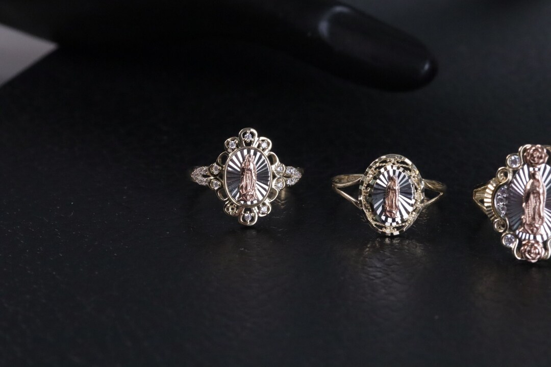14k Yellow Rose Gold Mother Mary CZ Diamond / 14k Tri Color Virgin Mary ...