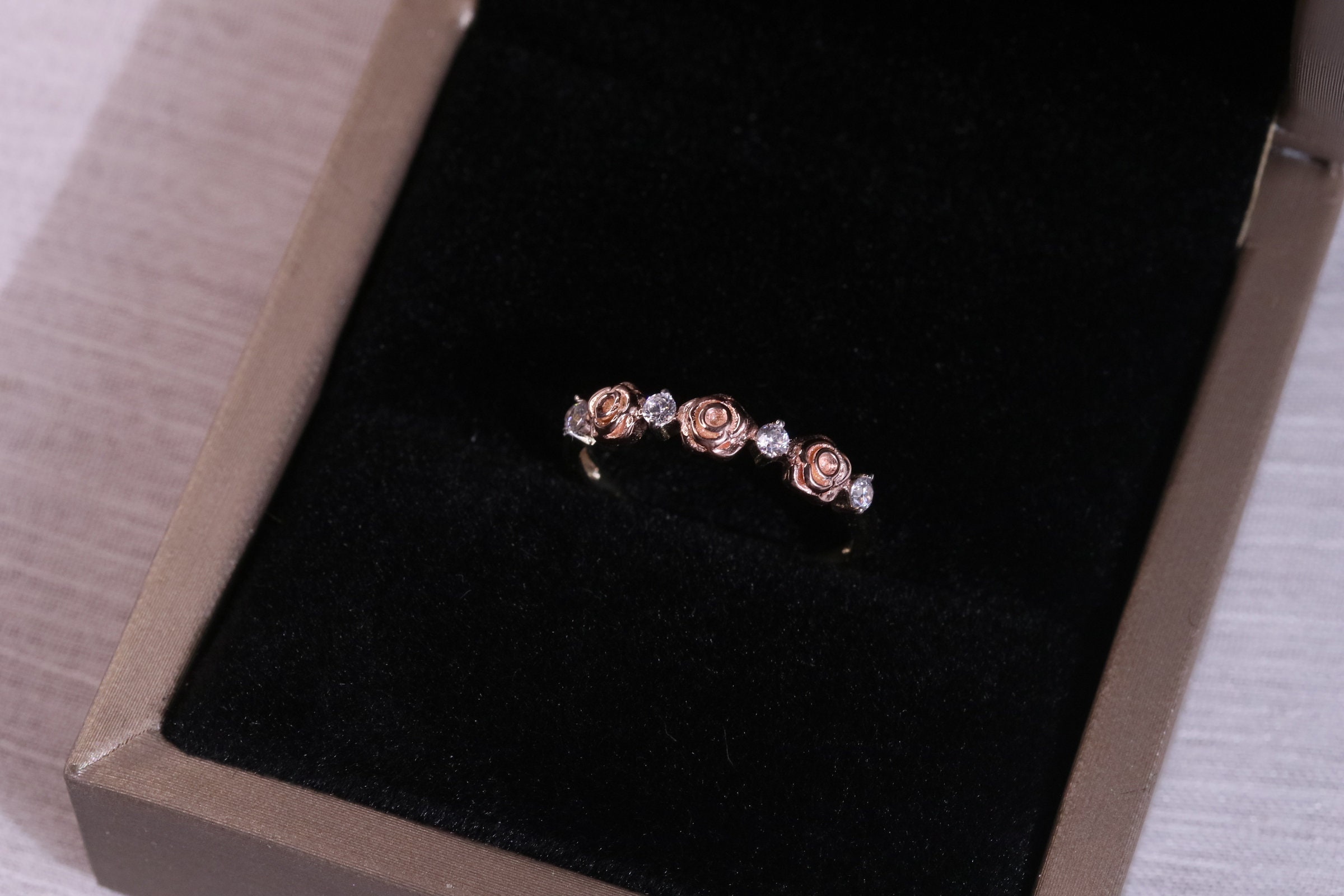 14k Solid Gold Rose Ring / Vintage Flower Ring / Minimalist - Etsy