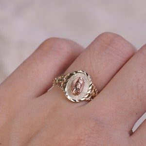 14k Blessed Mother Ring / Gold Religious Ring / Women Ring / Virgin ...