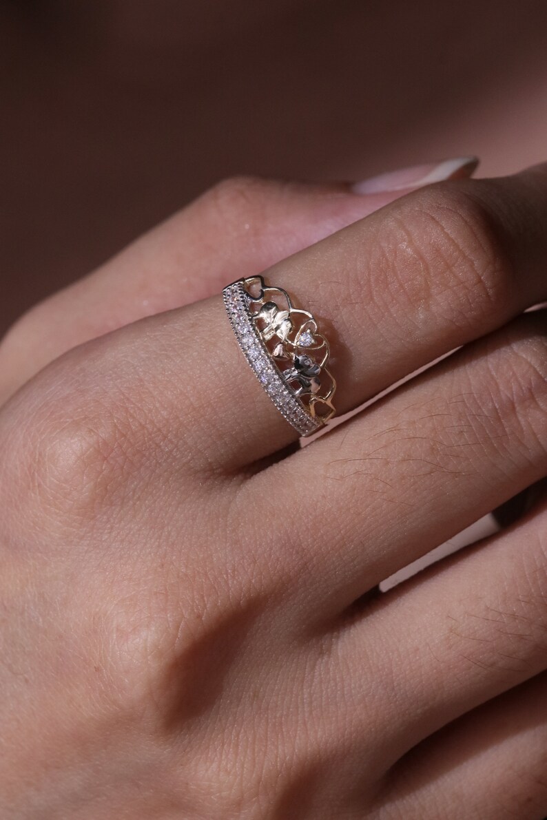 14k Tri Color Solid Gold Elephant Ring / 14k Cubic Zirconia - Etsy