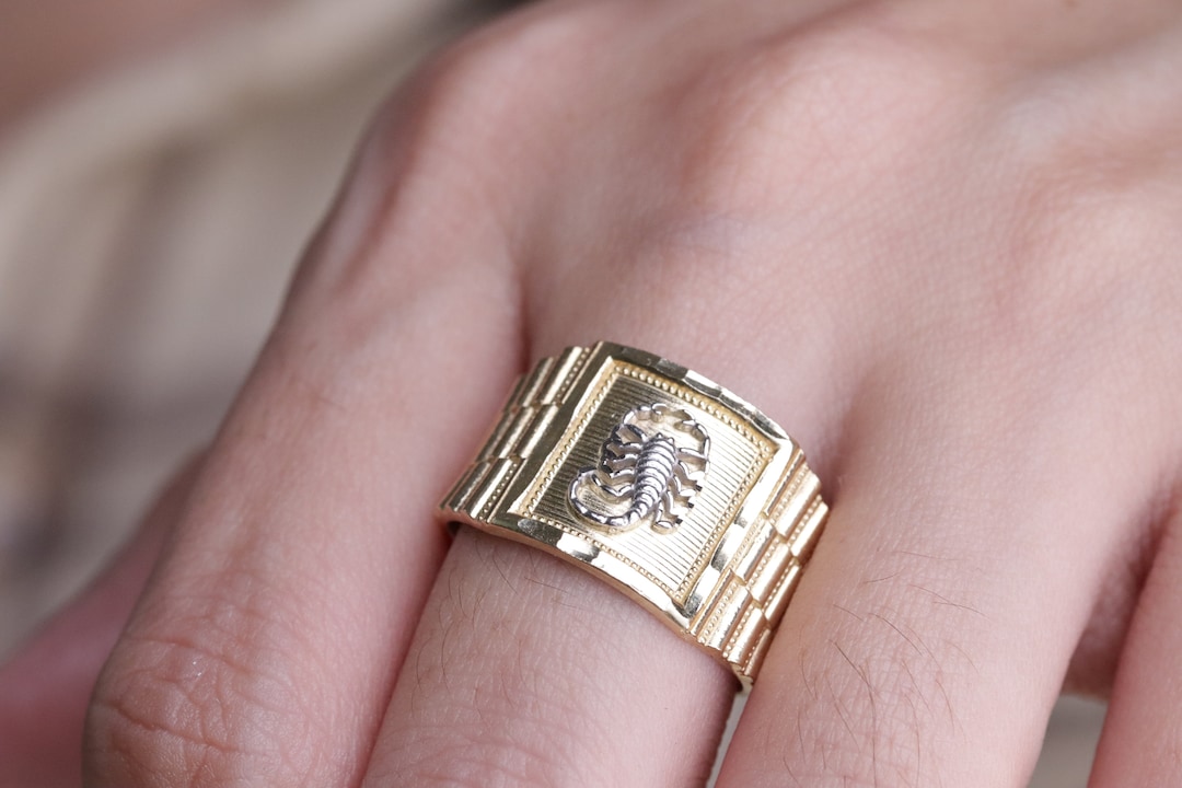 10K Gold Scorpion Ring / Men's Ring / Two Tone Gold Ring / Animal Ring ...