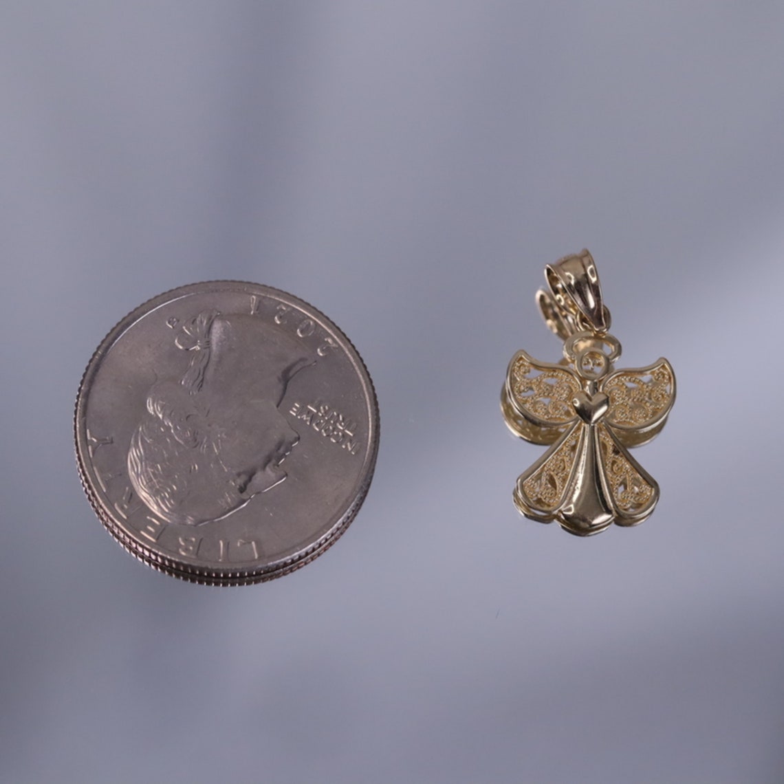 14k Yellow Gold Angel Pendant, Baby Angel Pendant, Guardian Angel ...