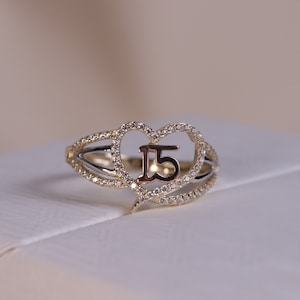14k Quinceanera Ring / Quince Anos Ring / 15 Years Birthday Rings ...