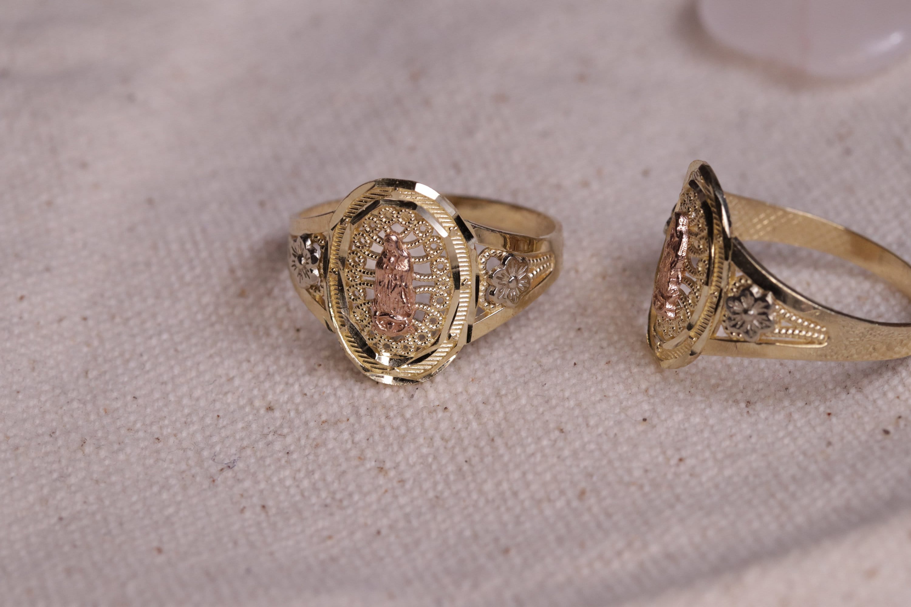 10k Gold Virgin Mary Ring / Dainty Guadalupe Rings / A Little Flower ...