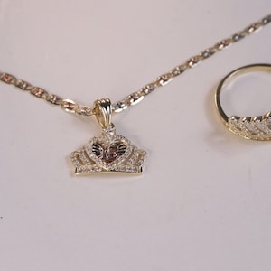 14k Gold 15 Años Crown Ring & Necklace SET / 15th Birthday Gift / Gift ...