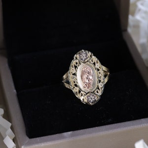 10k Gold Virgin Mary Ring / Vintage Virgin Mary Ring / Oval Shaped Ring ...