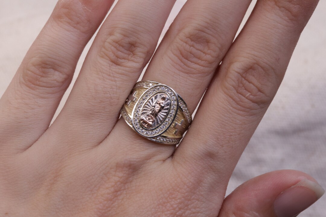 10k Solid Gold Blessed Mother Ring / Gold Religious Ring / Women Ring ...