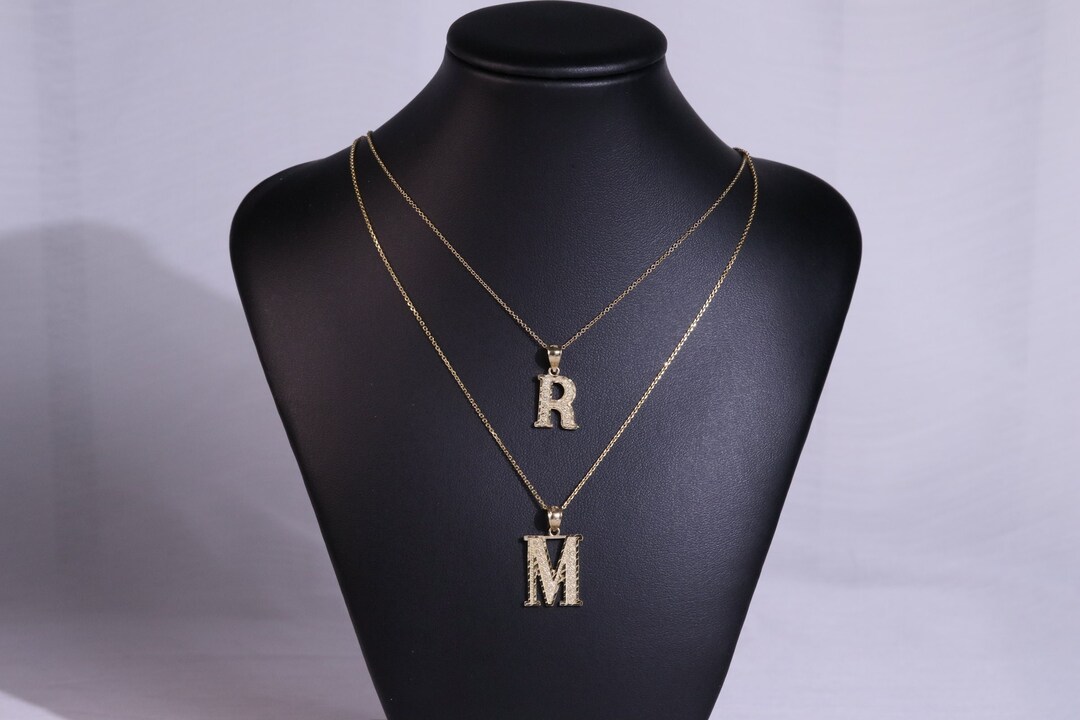 10k Block Letter Diamond-cut Pendant ONLY / Gold Letter Pendants ...