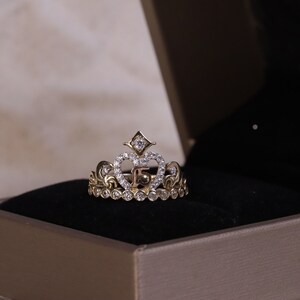 14k 15 Anos Quinceanera Ring / Yellow Gold Cubic Zirconia Crown 15 Ring ...