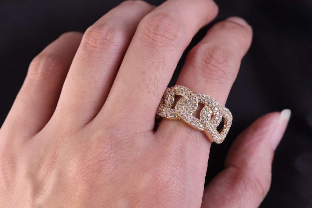 14K Gold Miami Cuban Ring 12mm Wide Gold Cuban Link Ring - Etsy