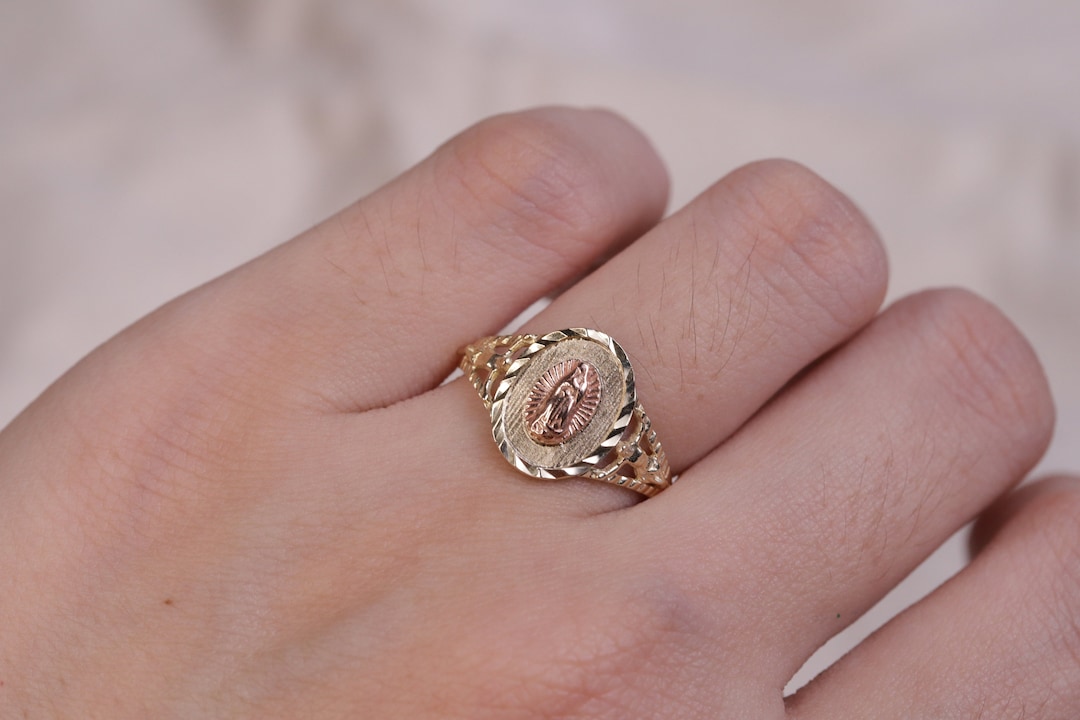 14k Blessed Mother Ring / Gold Religious Ring / Women Ring / Virgin ...