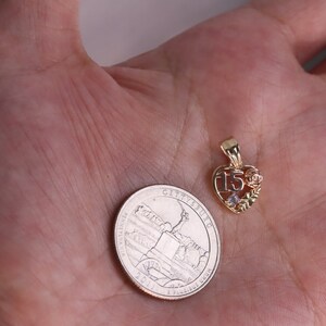 14k Minimalist 15 Anos Quinceanera Pendant / Cubic Zirconia Heart ...