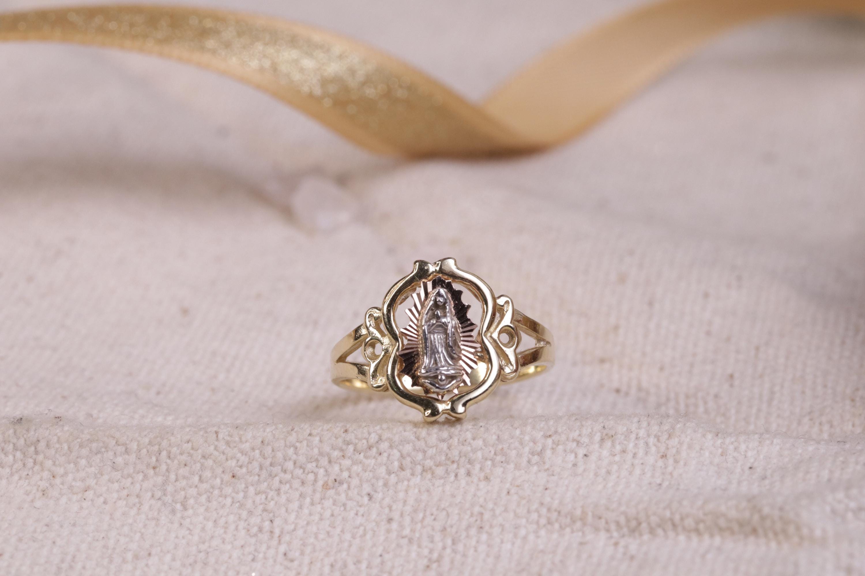 14k Solid Gold Lady of Guadalupe / Blessed Mother Ring / Religious ...