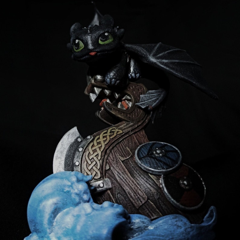 Hand Painted Toothless From How to Train Your Dragon Chibi Figure Night ...