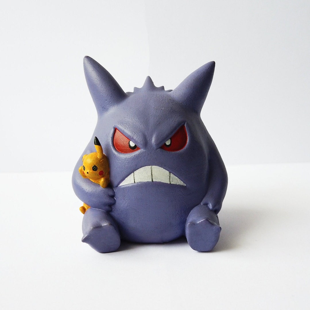 Grumpy Gengar Mini Pikachu Figure Hand-painted Pokemon Duo Pikachu ...
