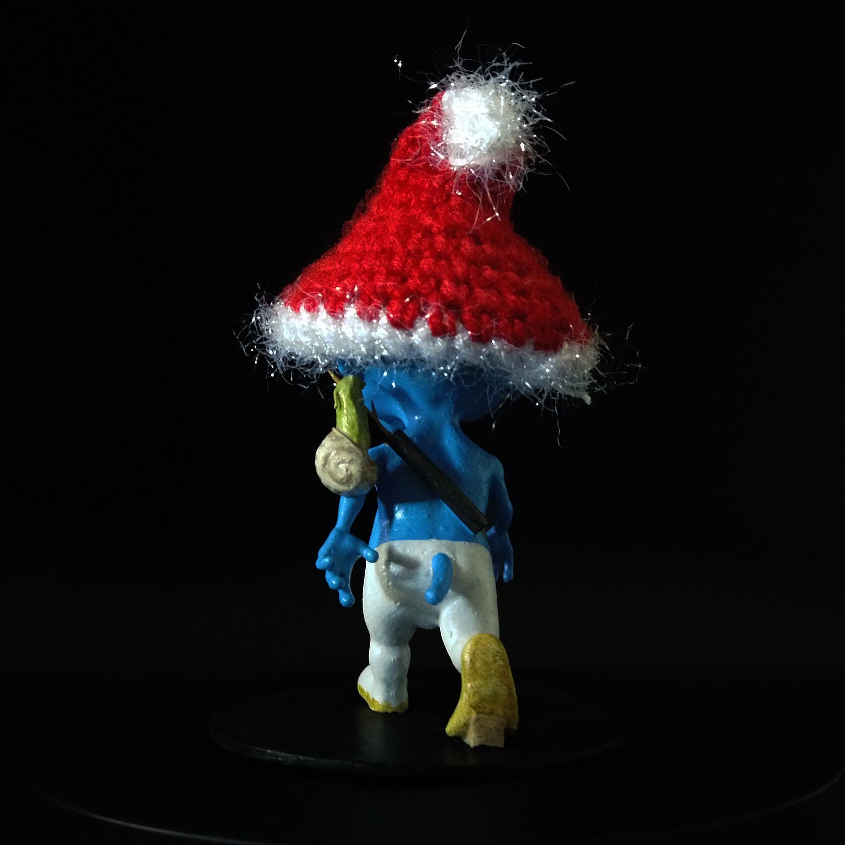 Hand-painted Smurf Cat Figure Christmas Version Knitted - Etsy