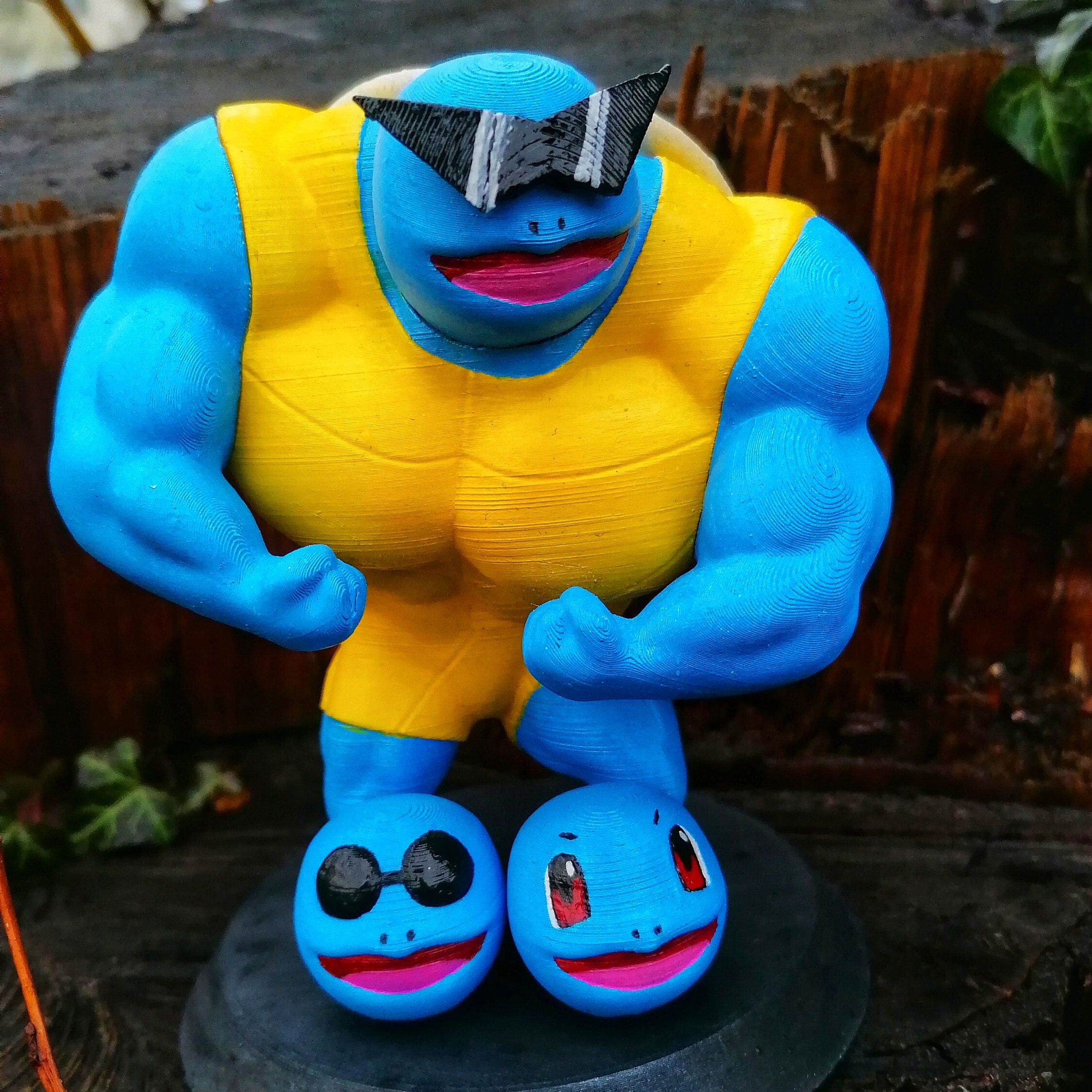 Hand Painted Ultra Swole Squirtle, Pikachu, Charmander Figures Shredded ...