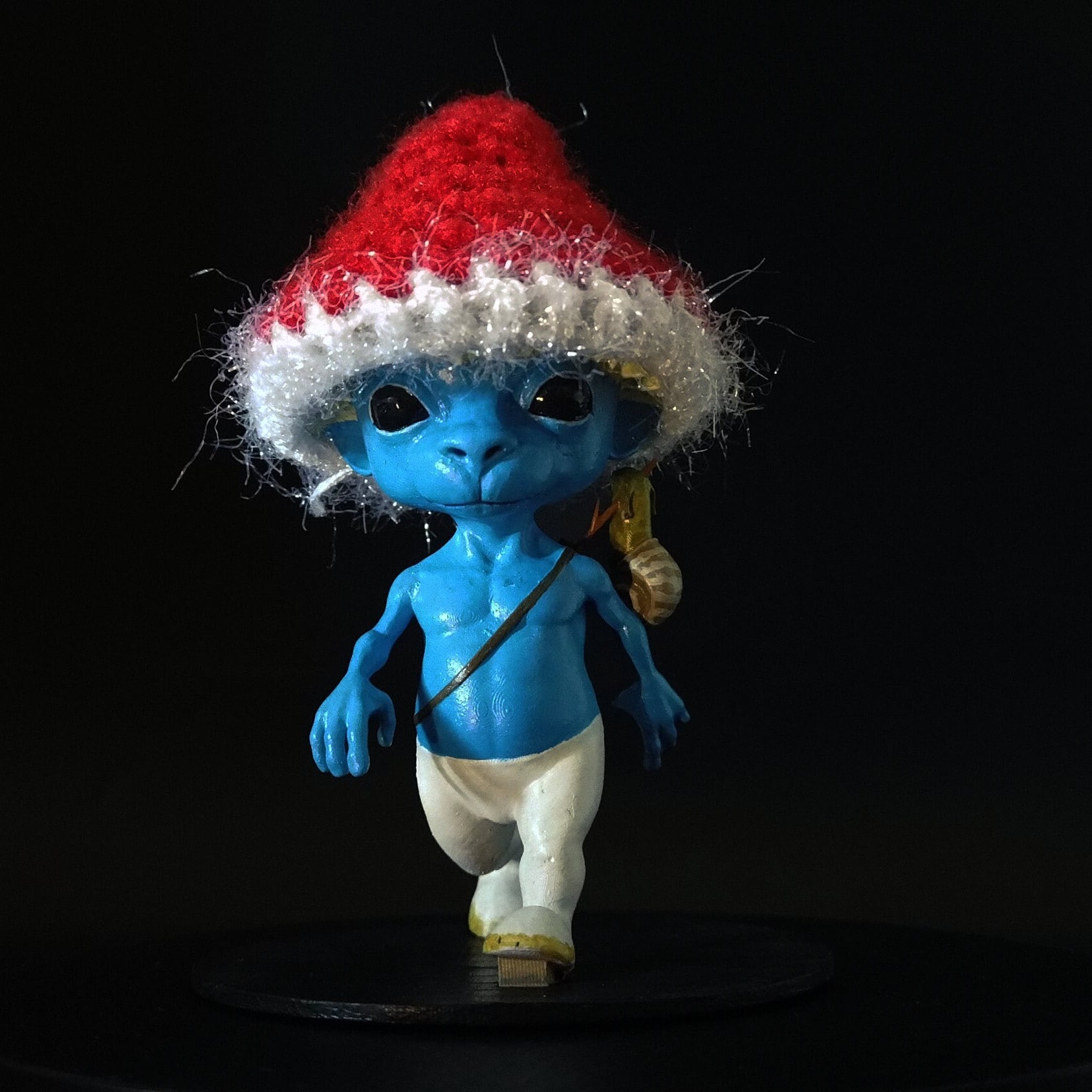 Hand-painted Smurf Cat Figure Christmas Version Knitted - Etsy