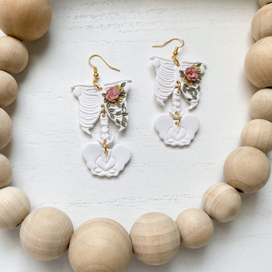 Skeleton Clay Earrings Polymer Clay Earrings Witchy Clay - Etsy