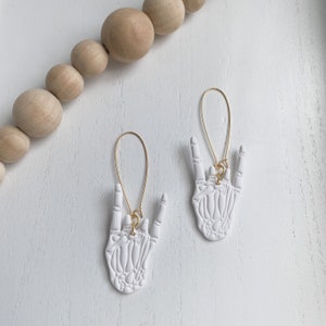 Skeleton Rocker Hand Clay Earrings | Polymer Clay Earrings | Skeleton ...