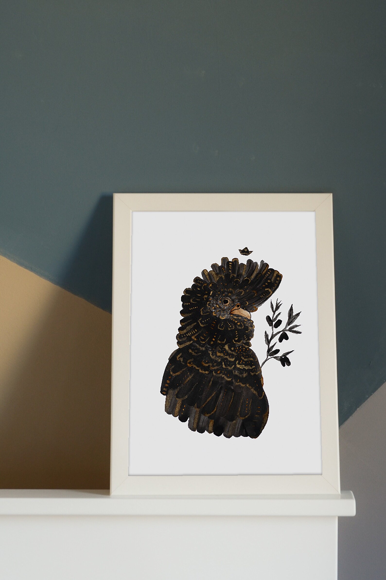 PRINTABLE Cockatoo With Crown Coffee Watercolour Painting - Etsy