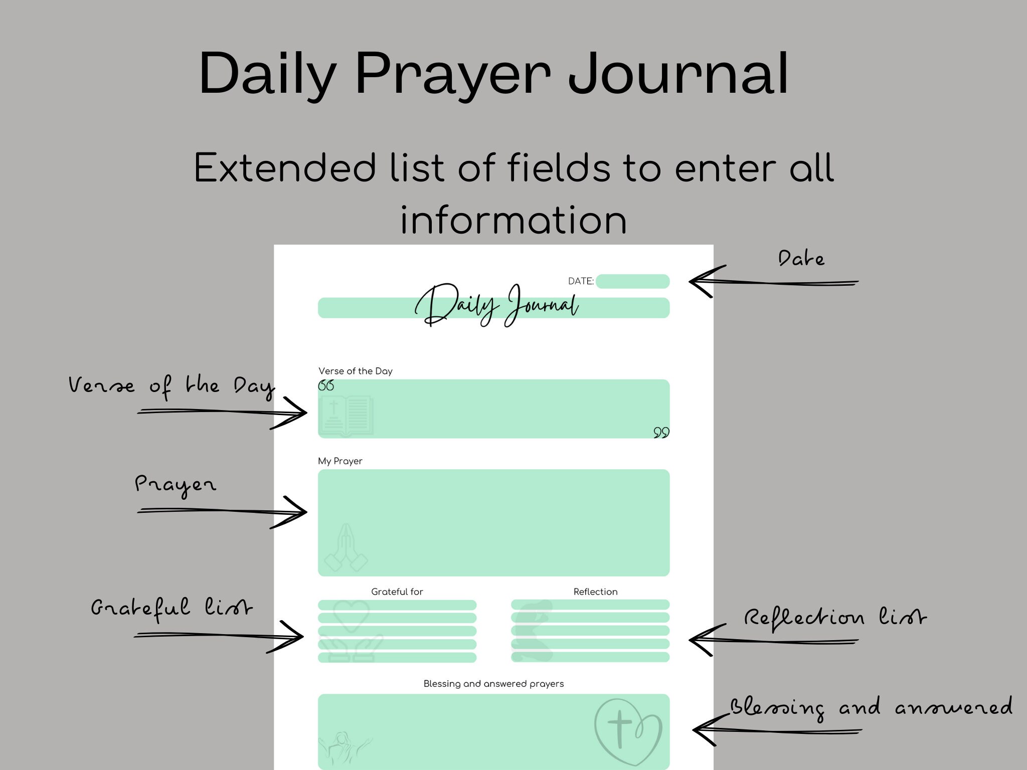 Daily Prayer Journal Printable Template 8.5x11 & A4 Prayer Journal 5 ...