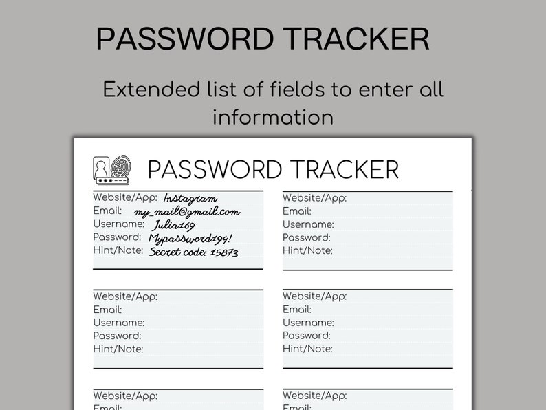 Password Tracker Printable & Editable Password Log Password - Etsy