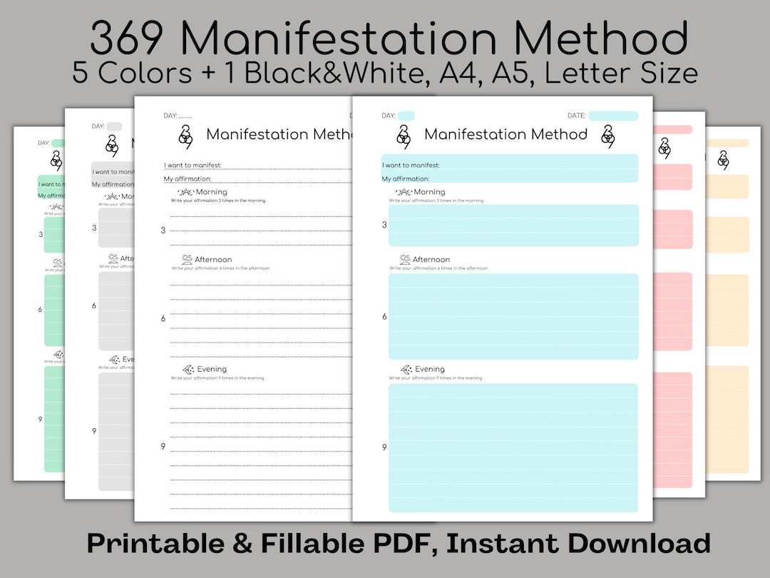 369 Manifestation Journal Printable 369 Method 369 Manifestation Method ...