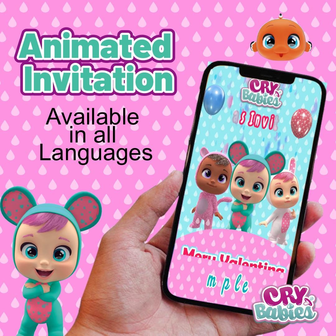 Crying Animated Babies Birthday Invitation, CRY Invitation, Mobile ...