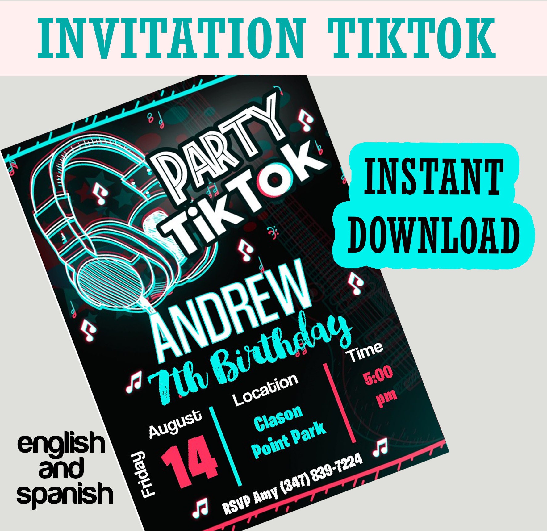 Tiktok Stile Birthday Invitation Unique Tik Tok Editable Birthday ...