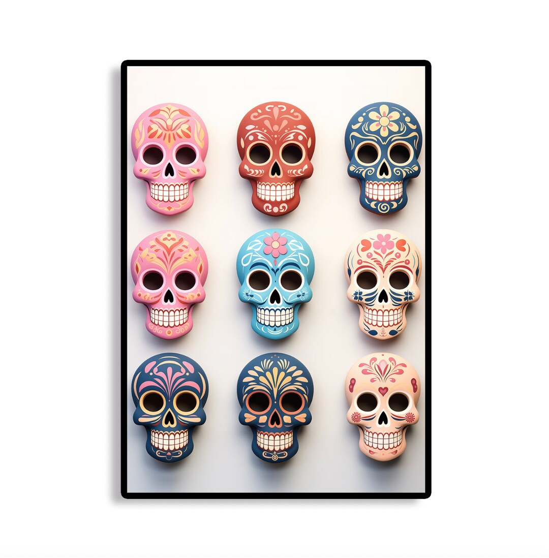 Calaca Skull Skull in Flowers Death and Smile Skeleton - Etsy