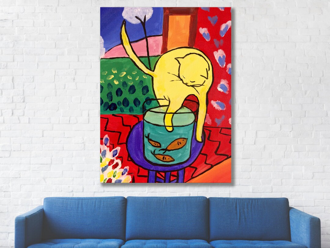 Henri Matisse, Yellow Cat, Aquarium Fish, Red Wallpaper, Impressionism ...