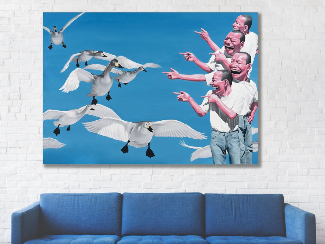 Yue Minjun, Chinese Artist, Communist Regime, Laugh, Joy, Geese, Blue ...