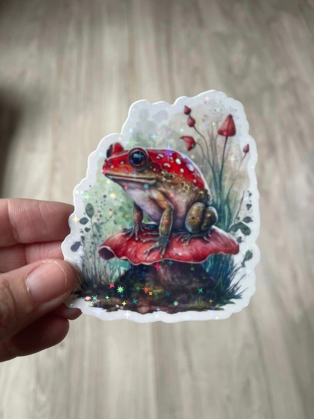 Red Toad & Mushroom Vinyl Die Cut Sticker Holographic Sticker Mushroom ...