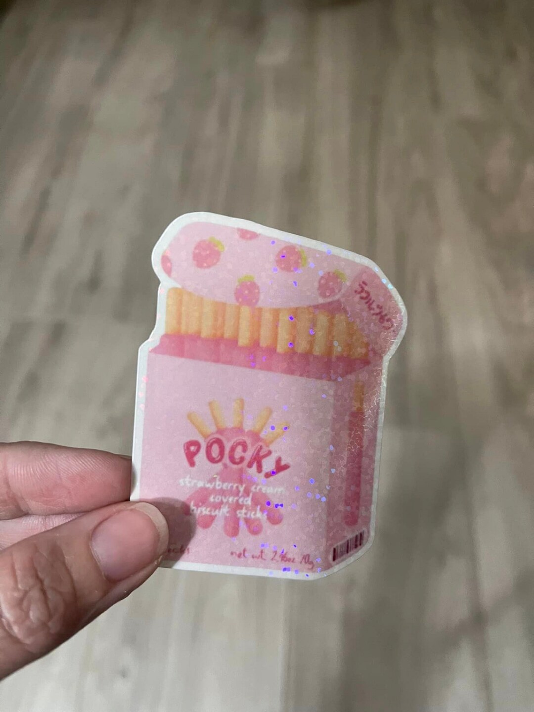 Strawberry Pocky Holographic Sticker - Pocky Sticker - Cute Pocky ...