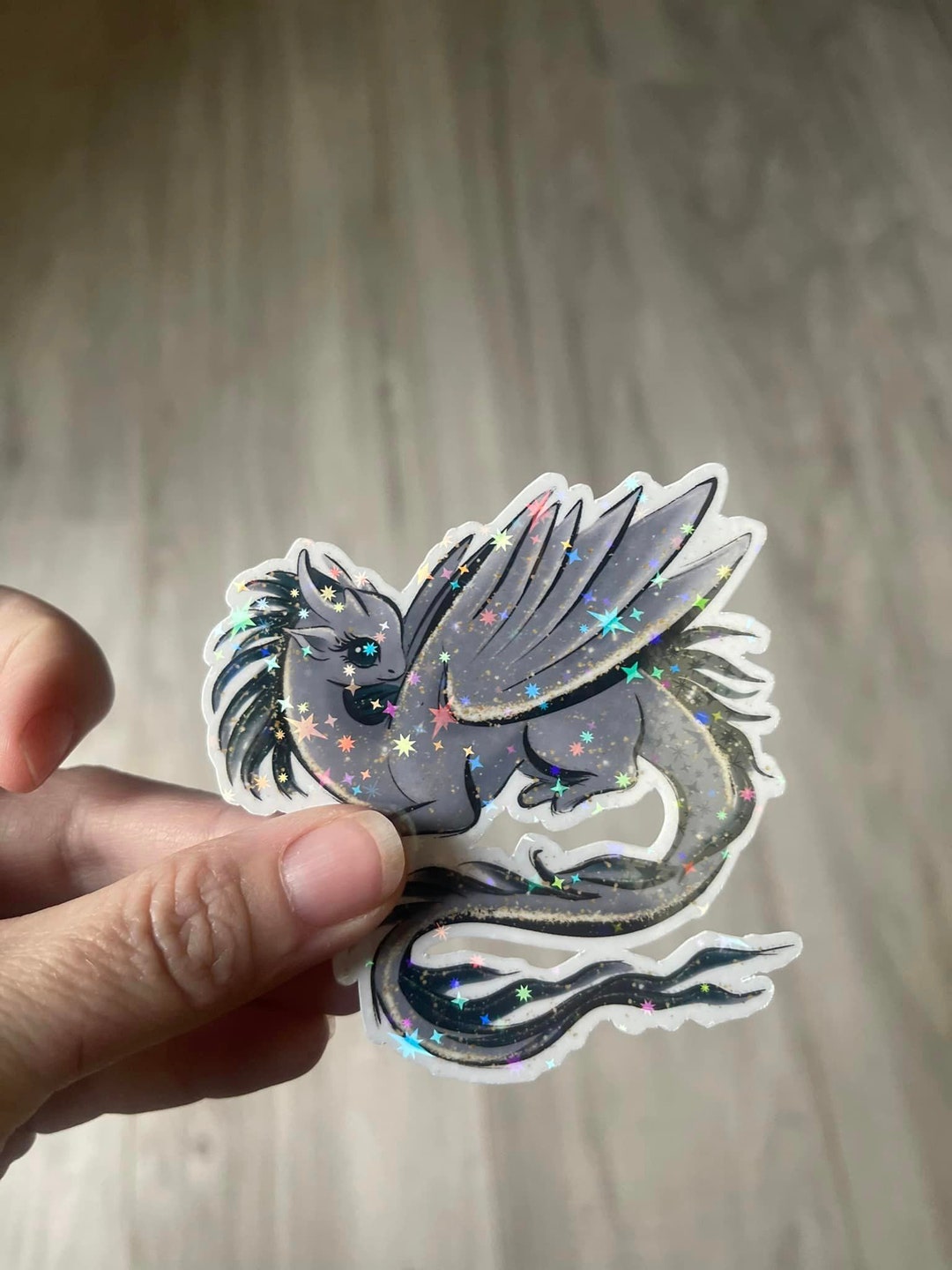 Fairy Dragon Holographic Sticker - Dragon Sticker - Fantasy Sticker ...