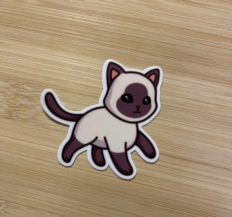 Siamese Cat Sticker, Kawaii Vinyl Decal, Water Resistant - Etsy
