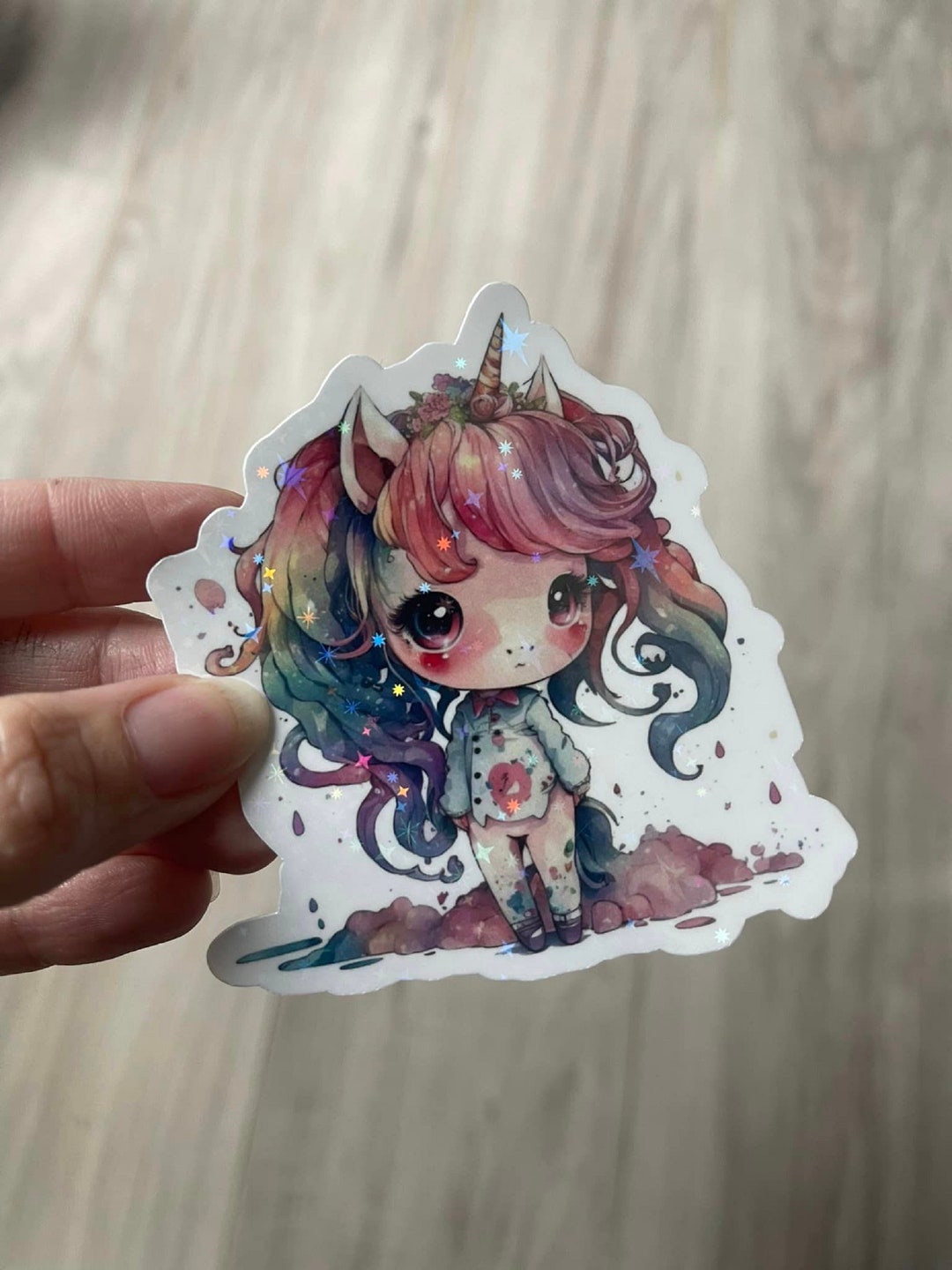 Kawaii Unicorn Holographic Sticker - Sticker - Unicorn Sticker - Diecut ...