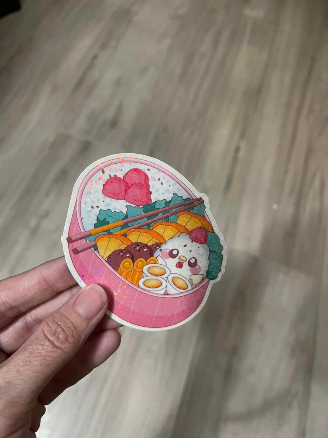 Kawaii Chicken Bento Box Holographic Sticker - Sticker - Bento Box ...