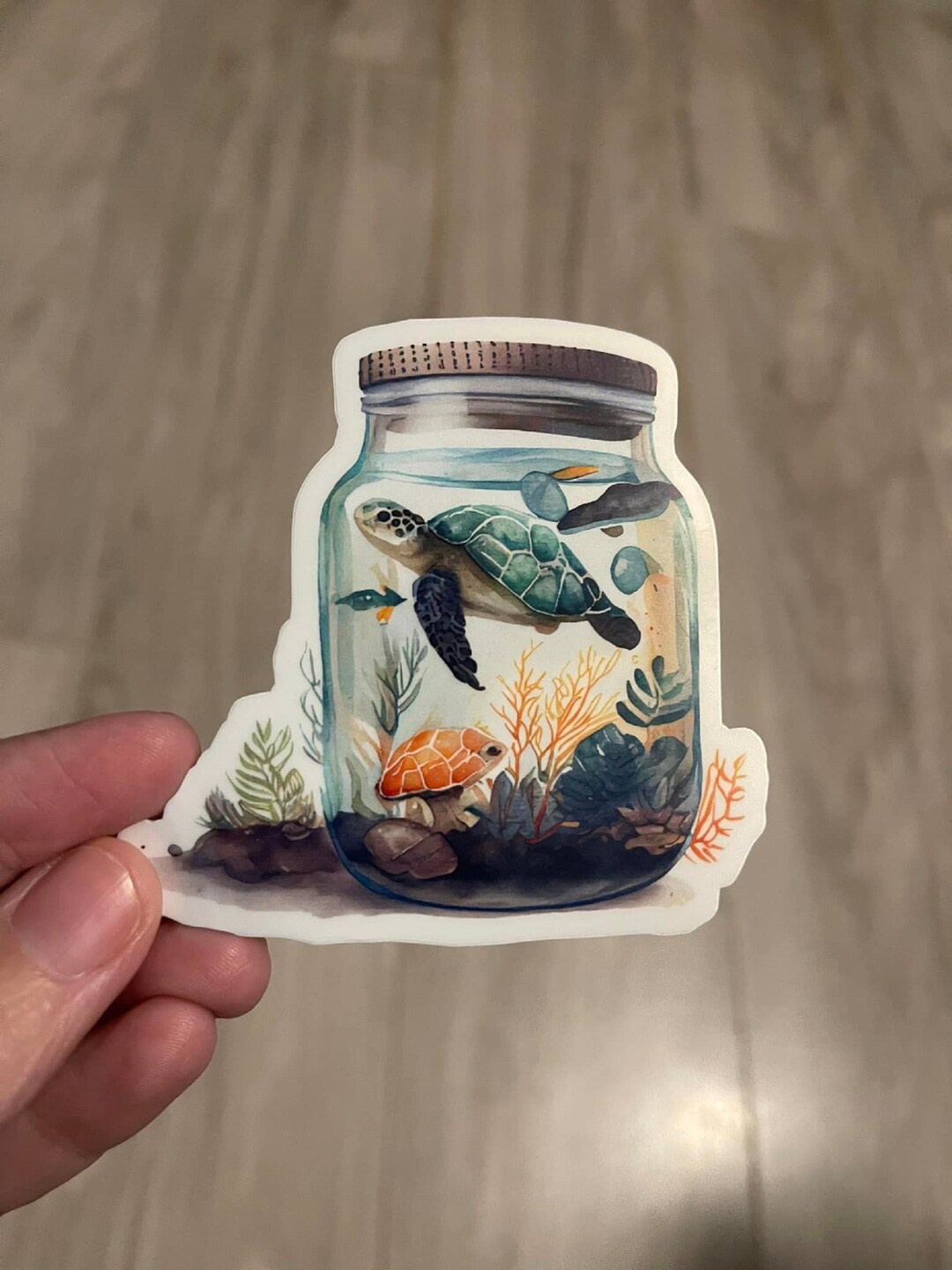 Sea Turtle Vinyl Die Cut Sticker - Sea Turtle Mason Jar Sticker - Sea ...